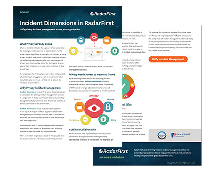 Incident Dimensions Datasheet | RadarFirst