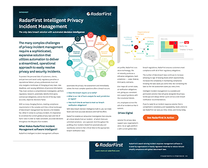 Intelligent Privacy Incident Management Datasheet | RadarFirst