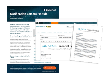 Notifications Letter Module Datasheet | RadarFirst