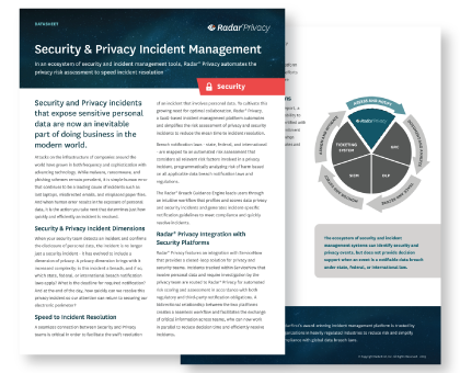 Security & Privacy Incident Management Datasheet | RadarFirst