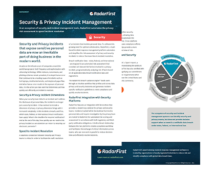 Security & Privacy Incident Management Datasheet | RadarFirst