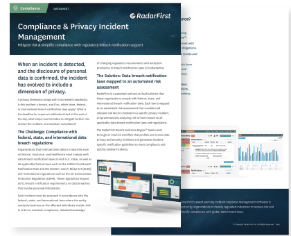 Compliance & Privacy Incident Management Datasheet | RadarFirst