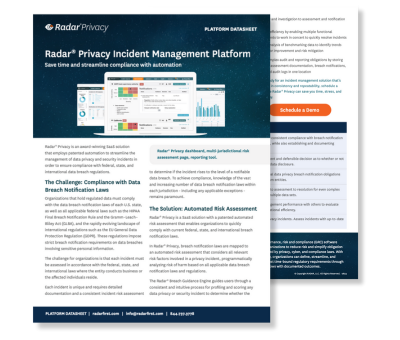 Radar® Privacy Incident Management Datasheet | RadarFirst