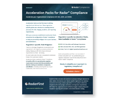 Acceleration Packs for Radar® Compliance | RadarFirst